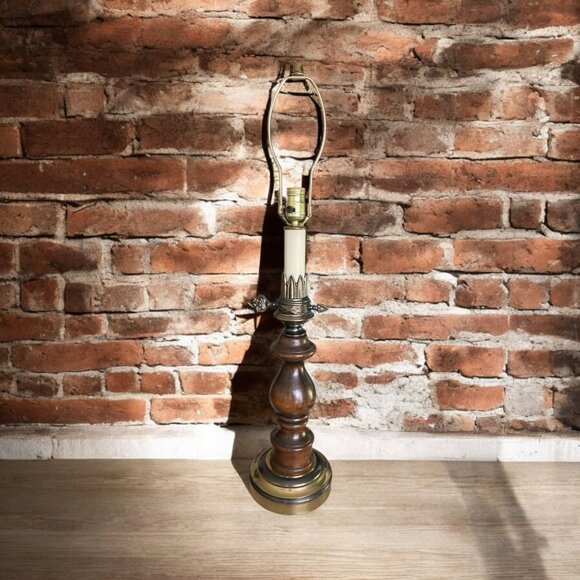 Unbranded | Accents | Vtg Wood Brass Table Lamp Key Accent 3 Tall 65 ...